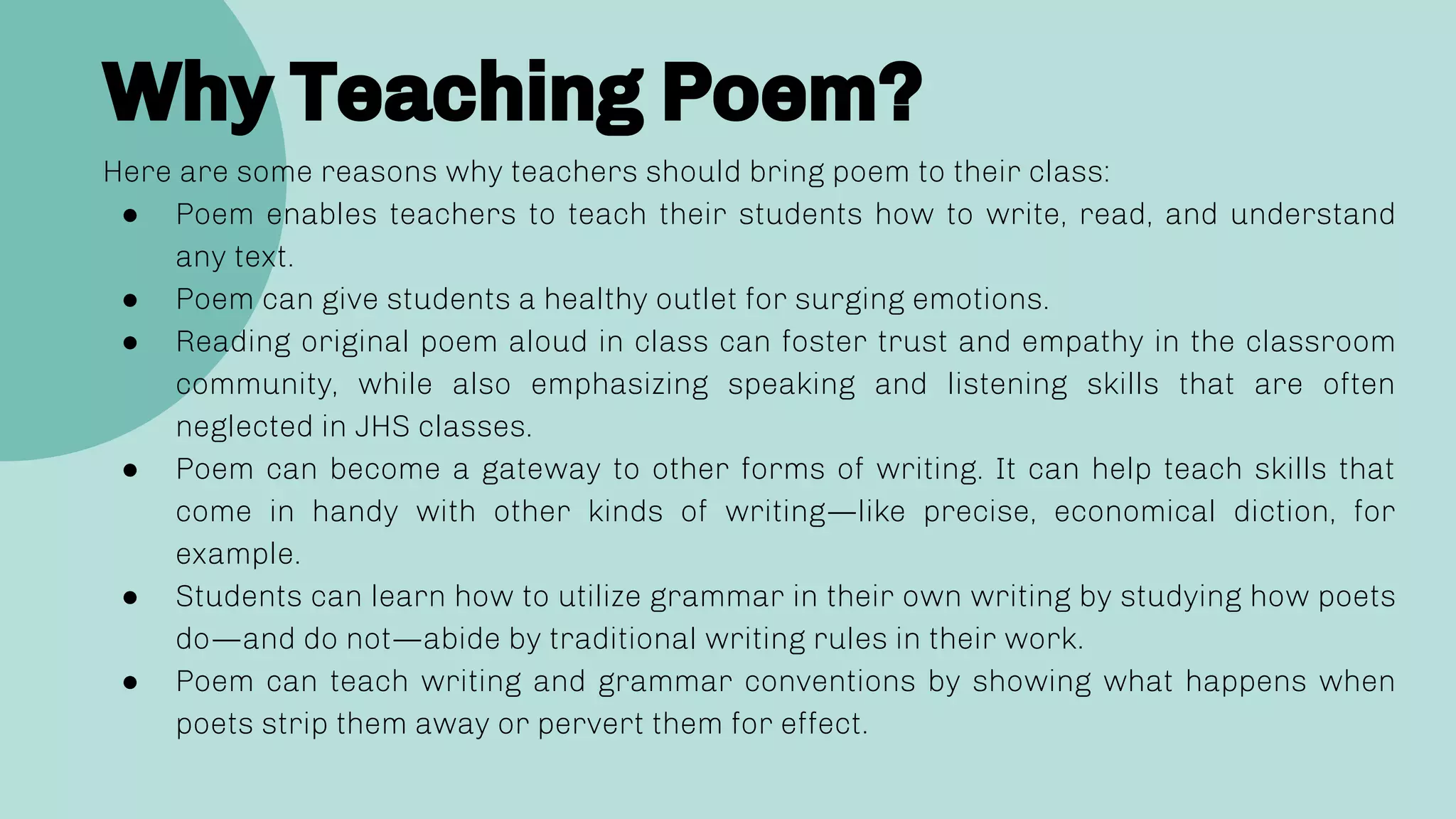 TEFL 1: Teaching Poem to Junior High School Students | PPT