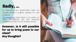 TEFL 1: Teaching Poem to Junior High School Students | PPT