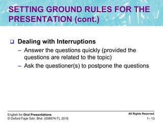 English for Oral Presentations - How to handle audience questions | PPT