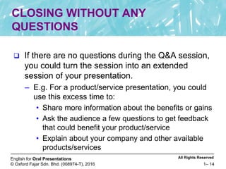 English for Oral Presentations - How to handle audience questions | PPTX