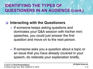 English for Oral Presentations - How to handle audience questions | PPT