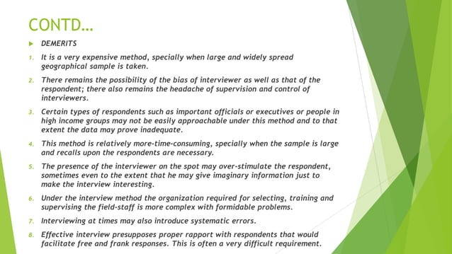 different methods of data collection : Merits and Demerits | PPTX | Science