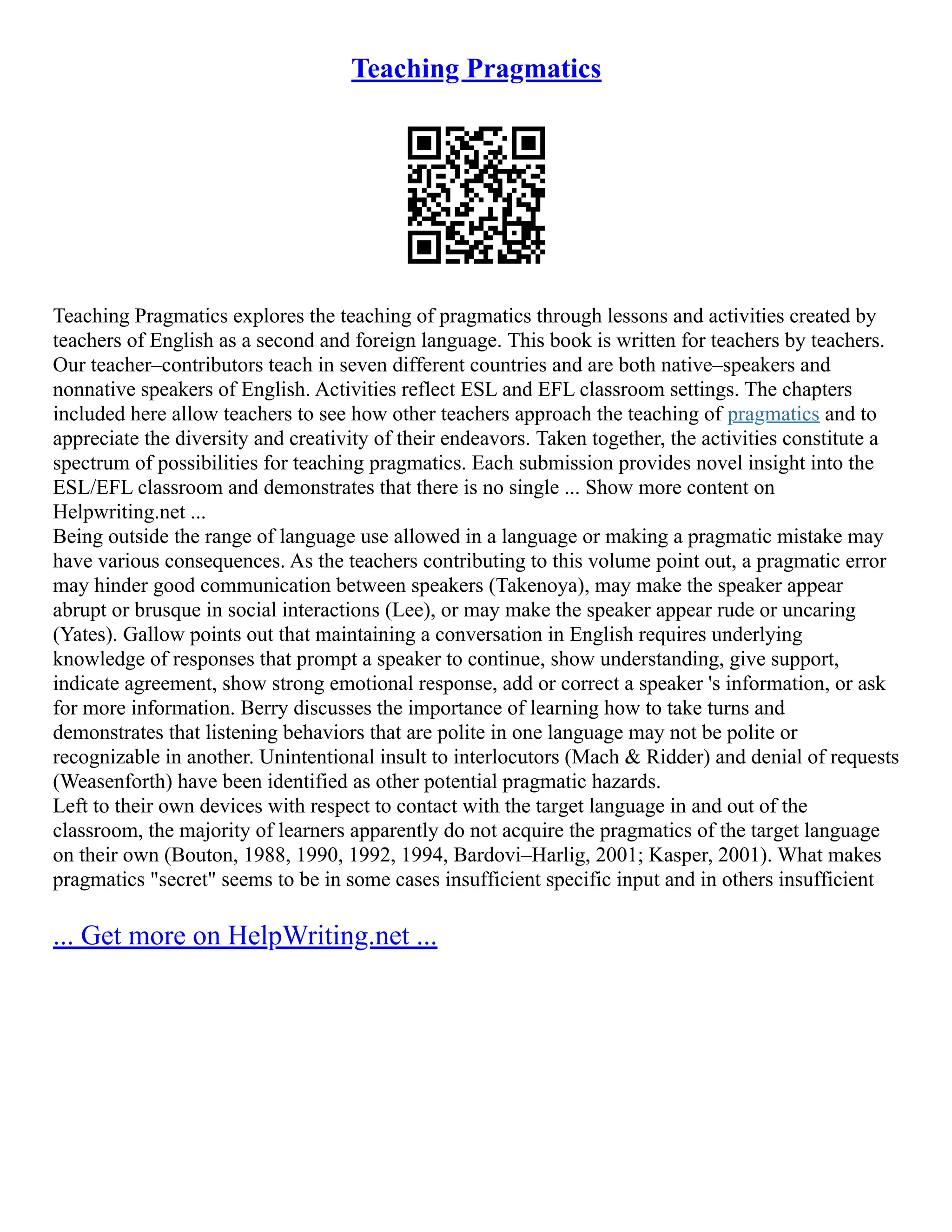 Teaching Pragmatics | PDF