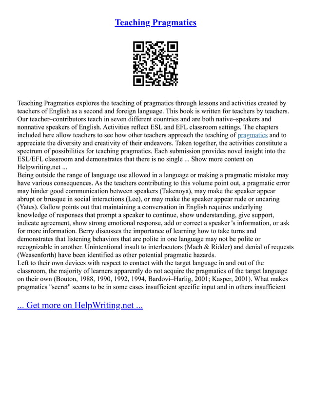 Teaching Pragmatics | PDF