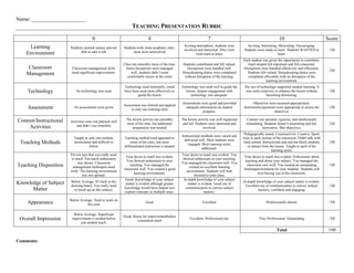 Teaching presentation rubric | DOCX