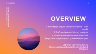 Teaching preuniversity and foundation students using the ESAP approach ...