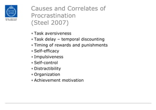 Teaching procrastination - A way of helping students to improve their ...