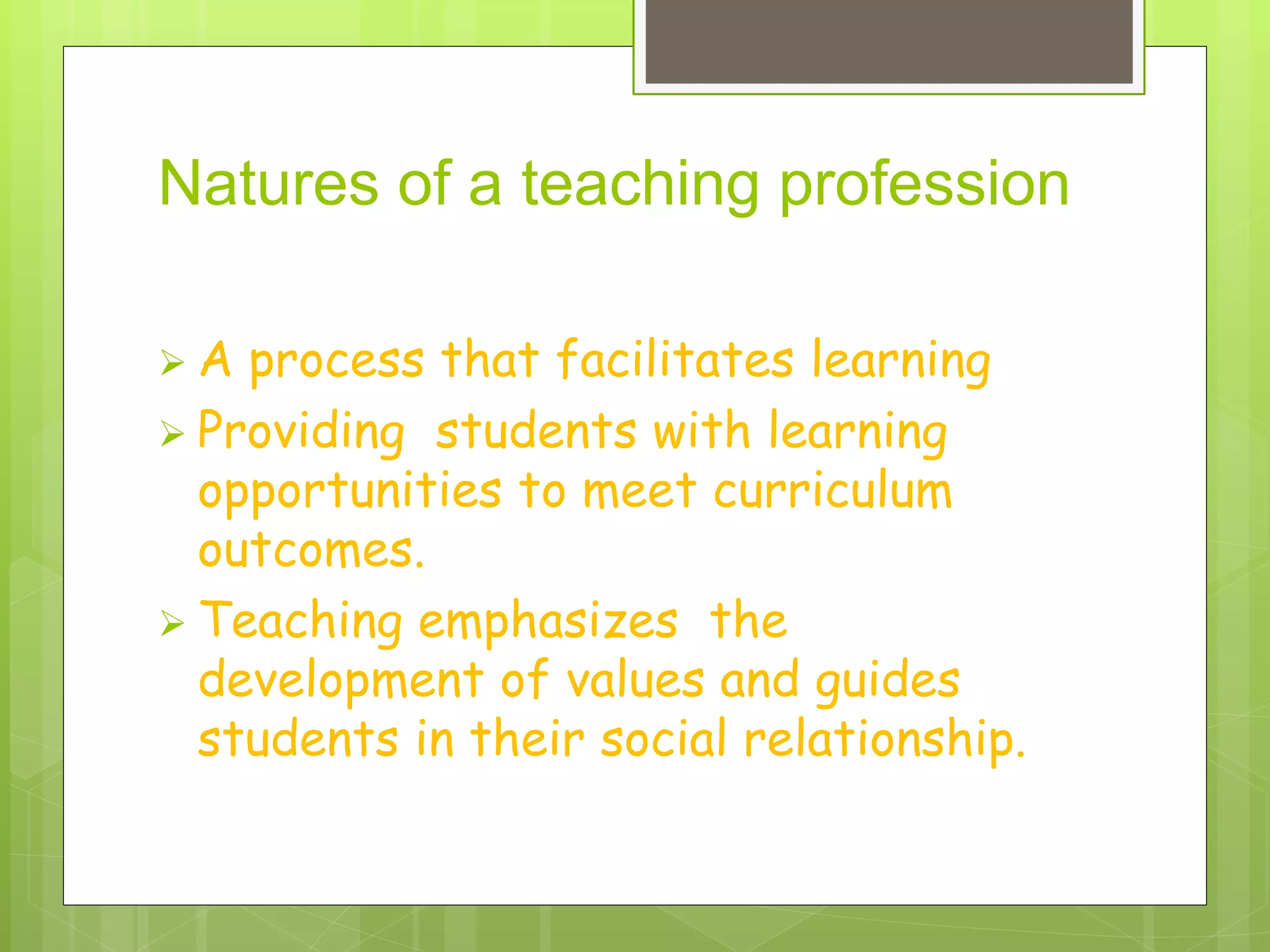 Teaching profession | PPTX | Professional School | Postgraduate Education