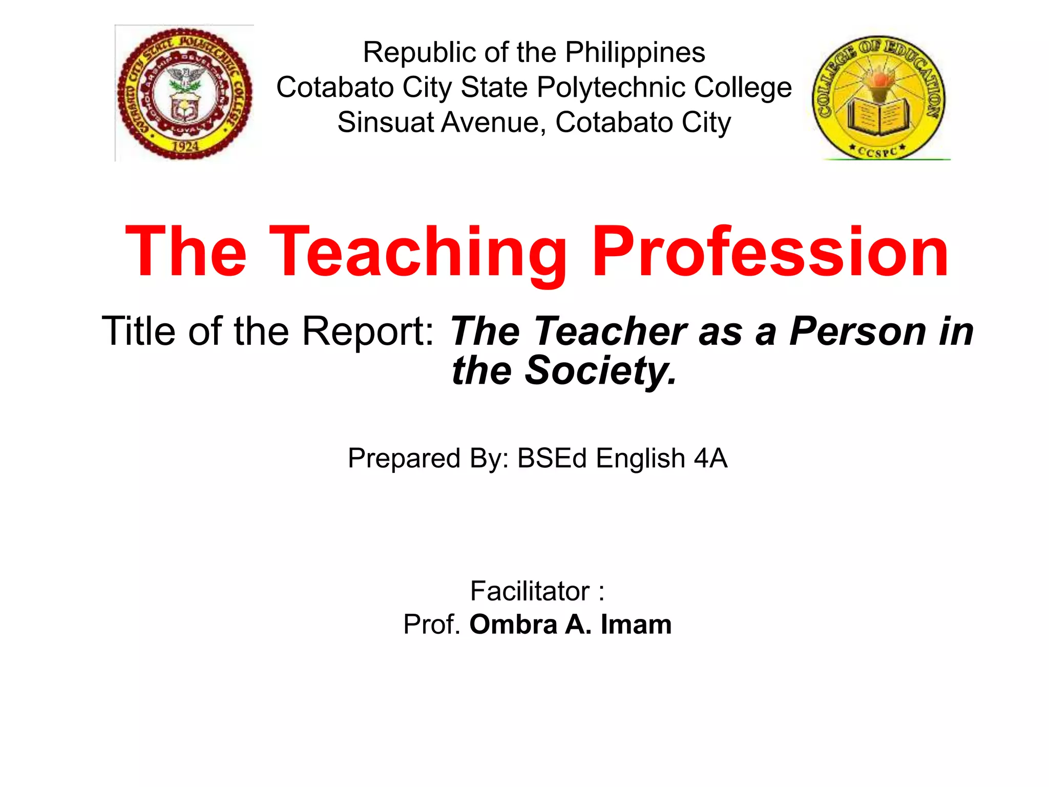 Teaching Profession Chapter 1 | PPTX