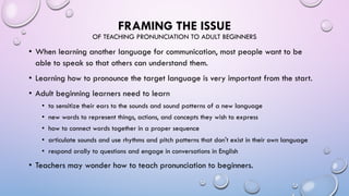 Teaching English Pronunciation to Adult Beginners | PDF