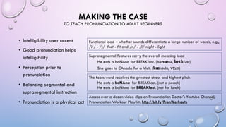 Teaching English Pronunciation to Adult Beginners | PDF