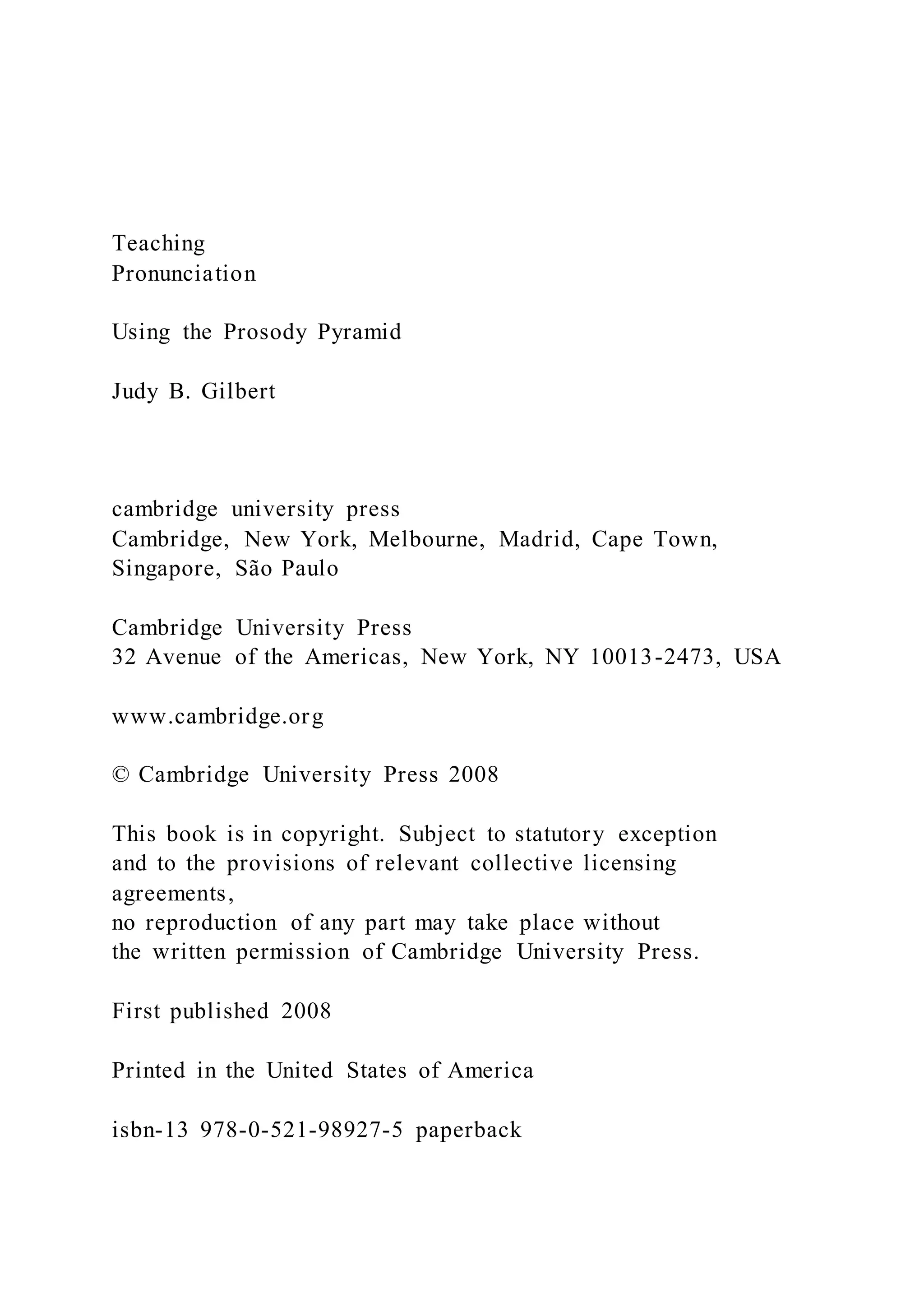 Teaching pronunciation using the prosody pyramidjudy | PDF