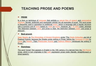 Teaching prose and poems | PPTX