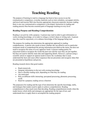 Teaching reading | PDF