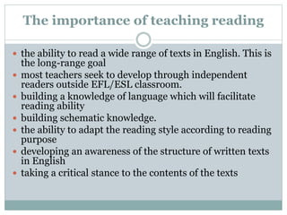 Teaching reading comprehension to esl | PPT