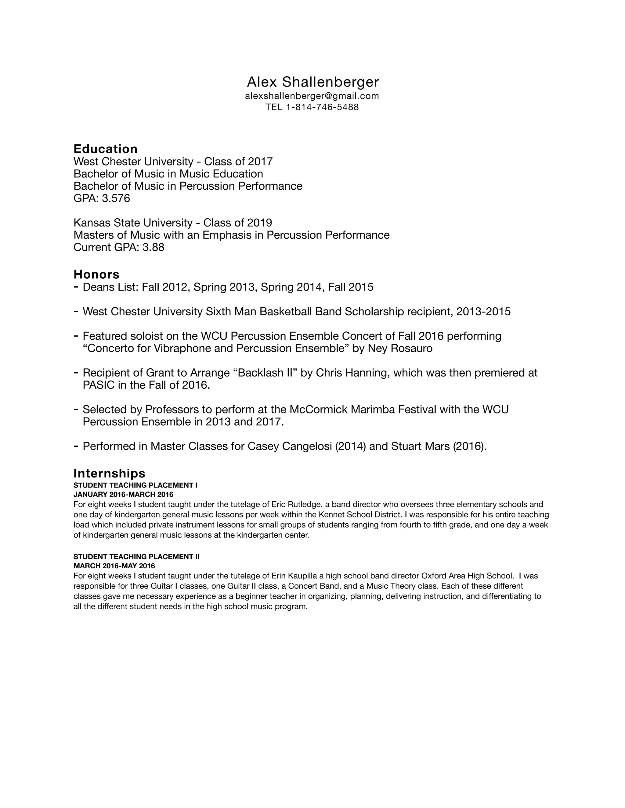 Alex Shallenberger - Resume | PDF