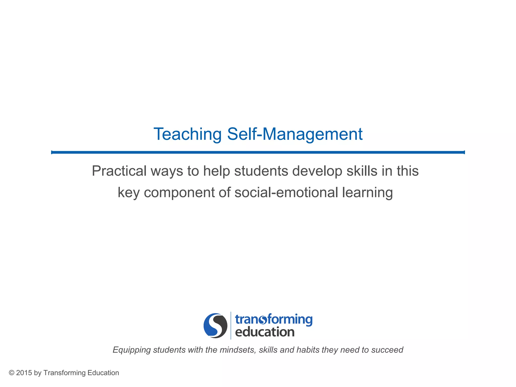 Teaching Self-Management | PPTX