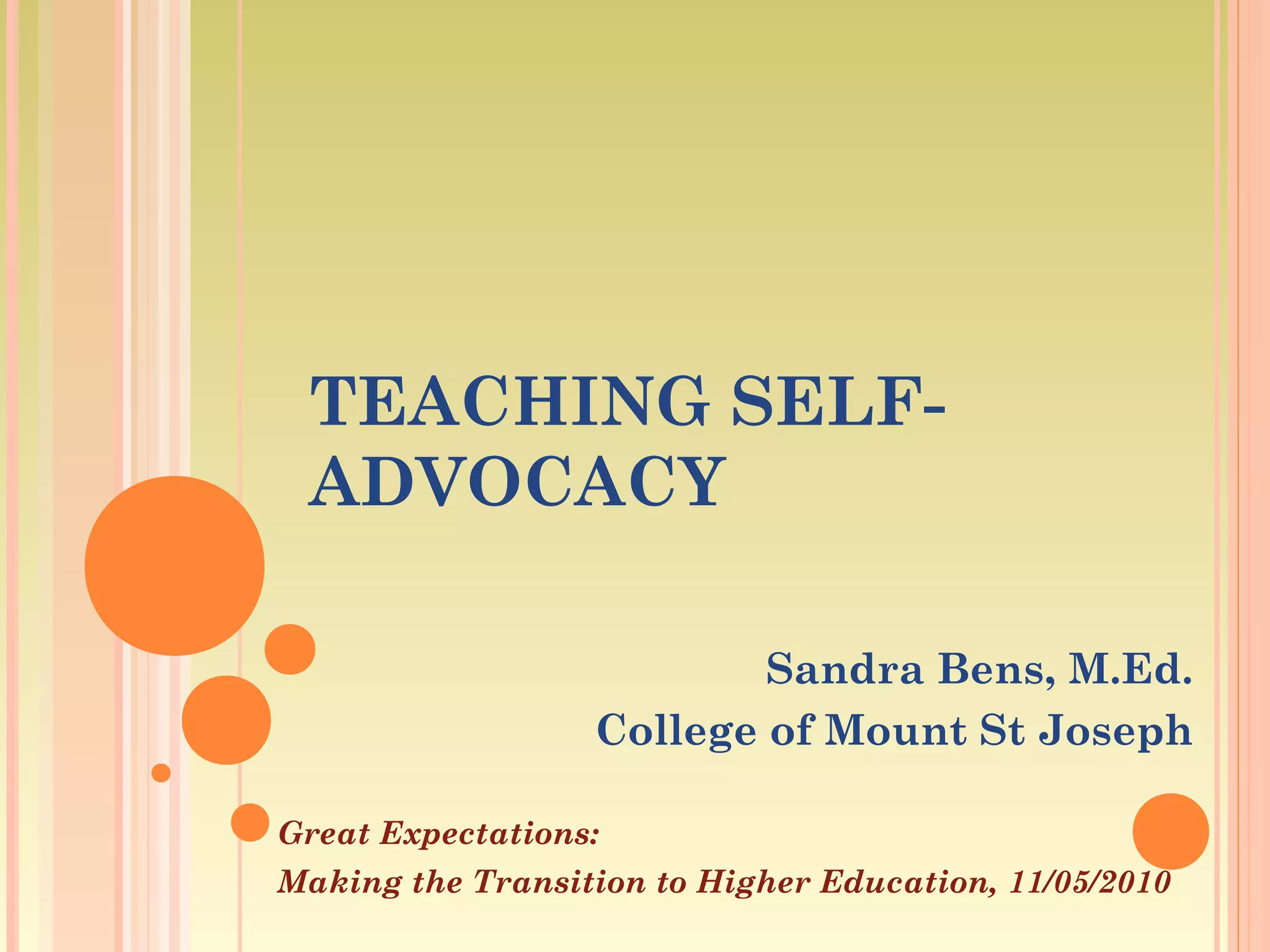 Teaching Self Advocacy | PPT