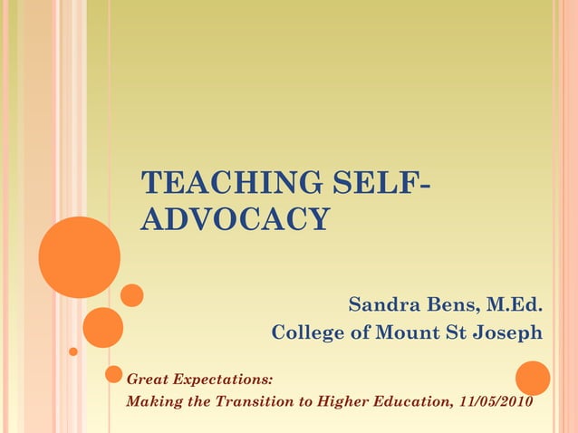 Teaching Self Advocacy | PPT