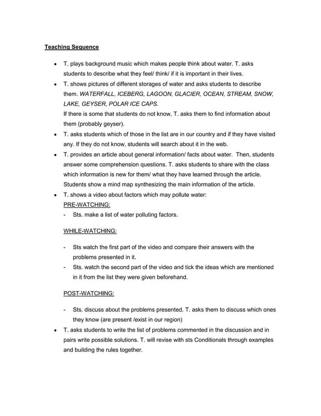 Teaching sequence | DOCX | Educational Assessment | Education