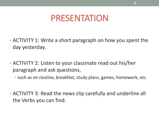 Teaching simple past tense | PPT