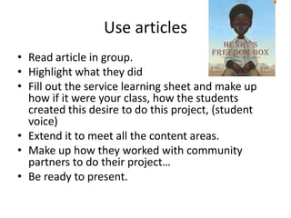 Teaching social studiessocial justice and service learning | PPTX