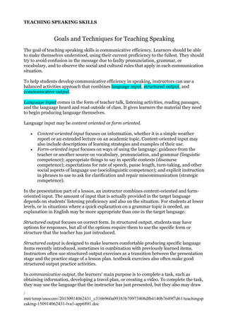 Teaching speaking | DOC