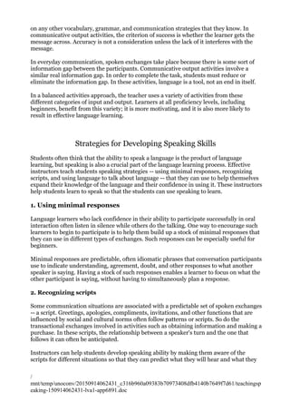 Teaching speaking | DOC