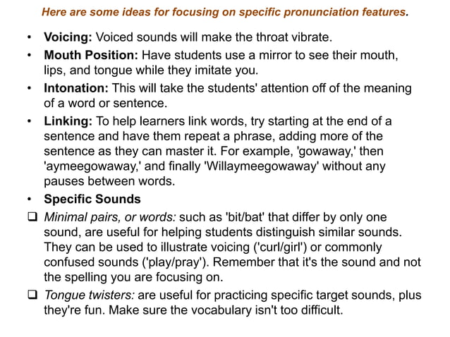 Teaching speaking and pronunciation ppt | PPTX