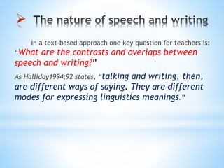 Teaching speaking; a text based syllabus approach | PPSX