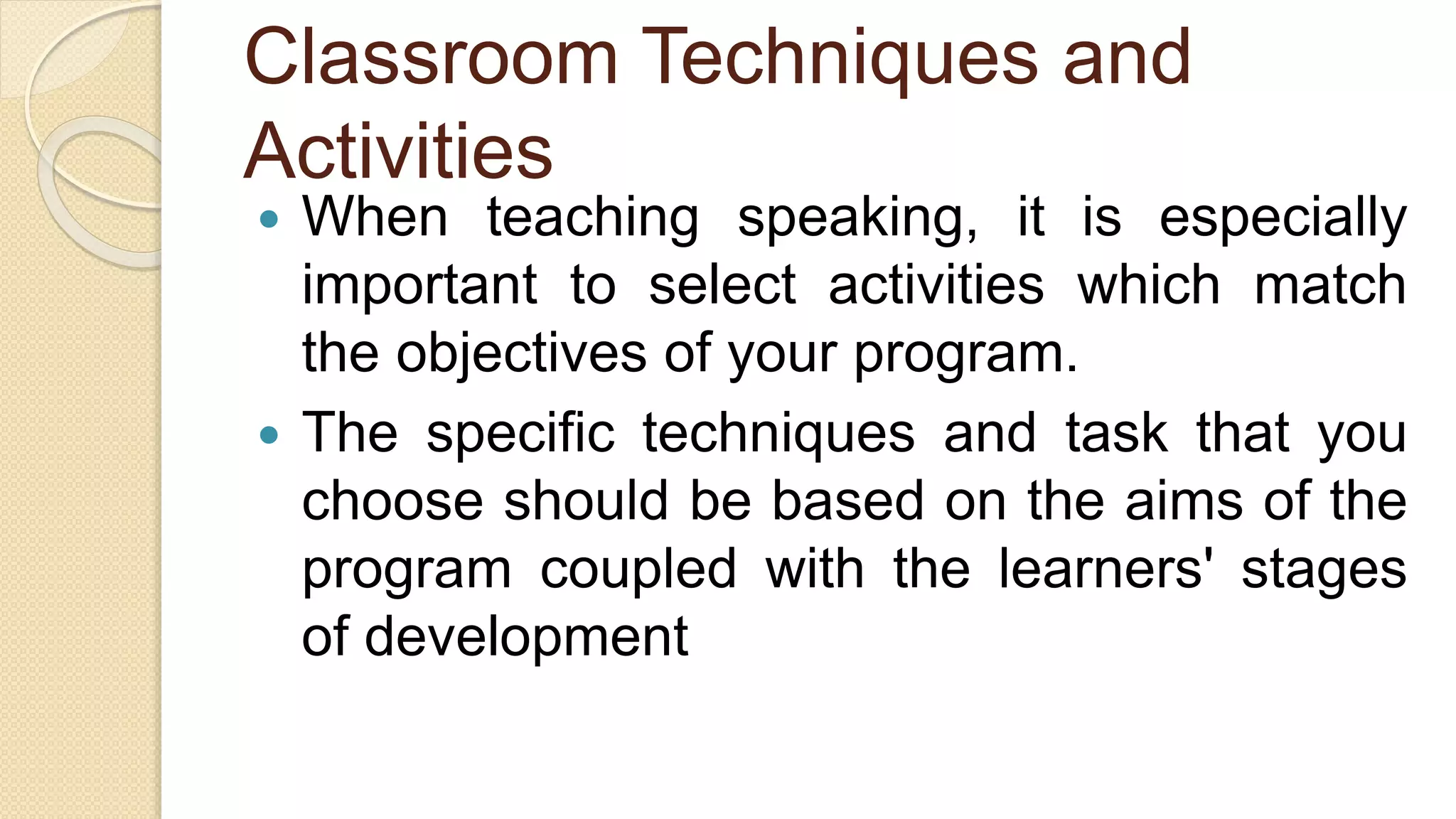 English for Young Learners - Teaching Speaking | PPTX