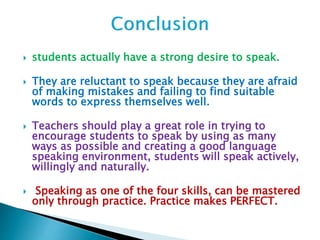 Teaching Speaking in EFL Classroom | PPSX