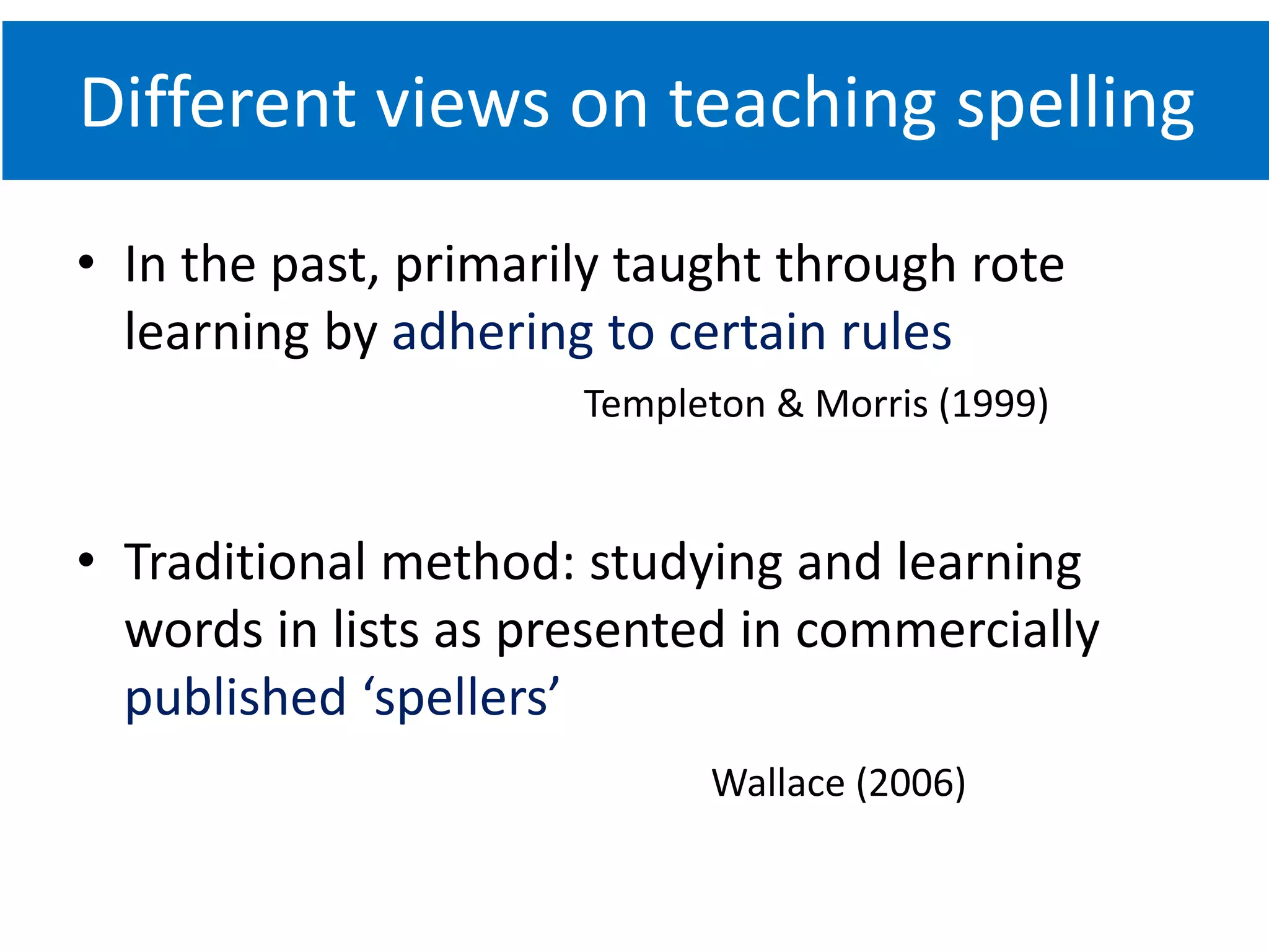 Teaching spelling | PDF