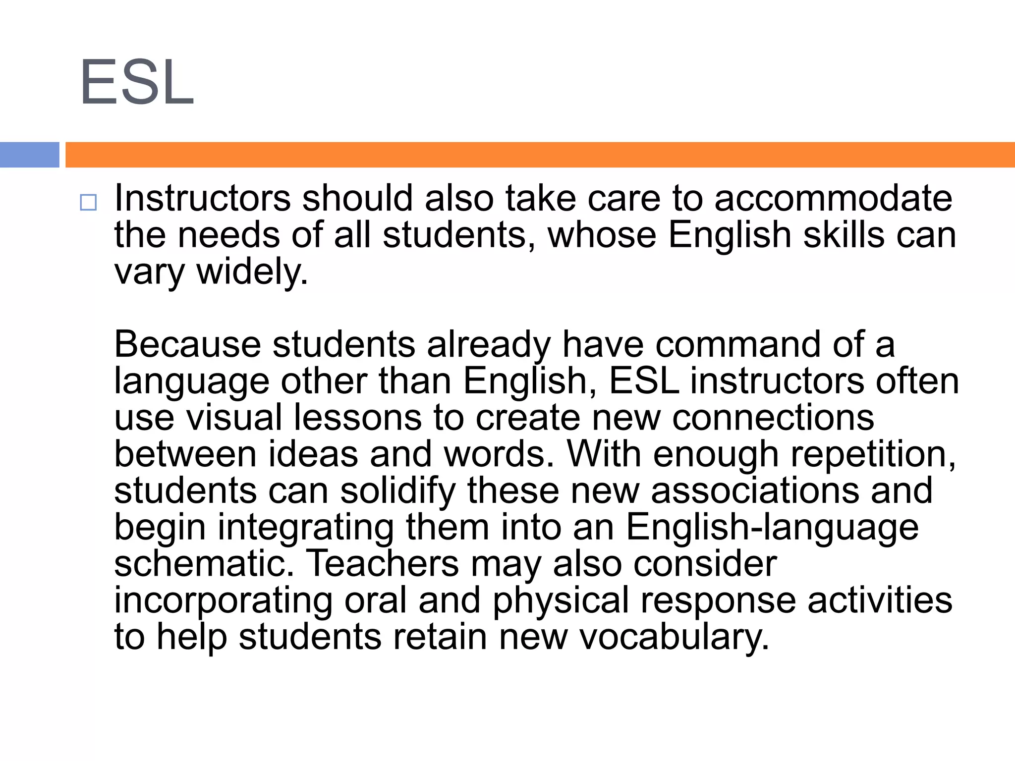 Teaching Strategies for ESL Instructors | PPTX