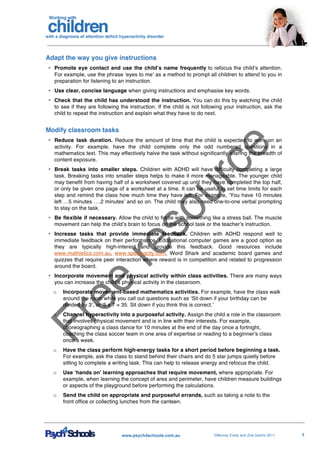 Teaching strategies for students with adhd | PDF