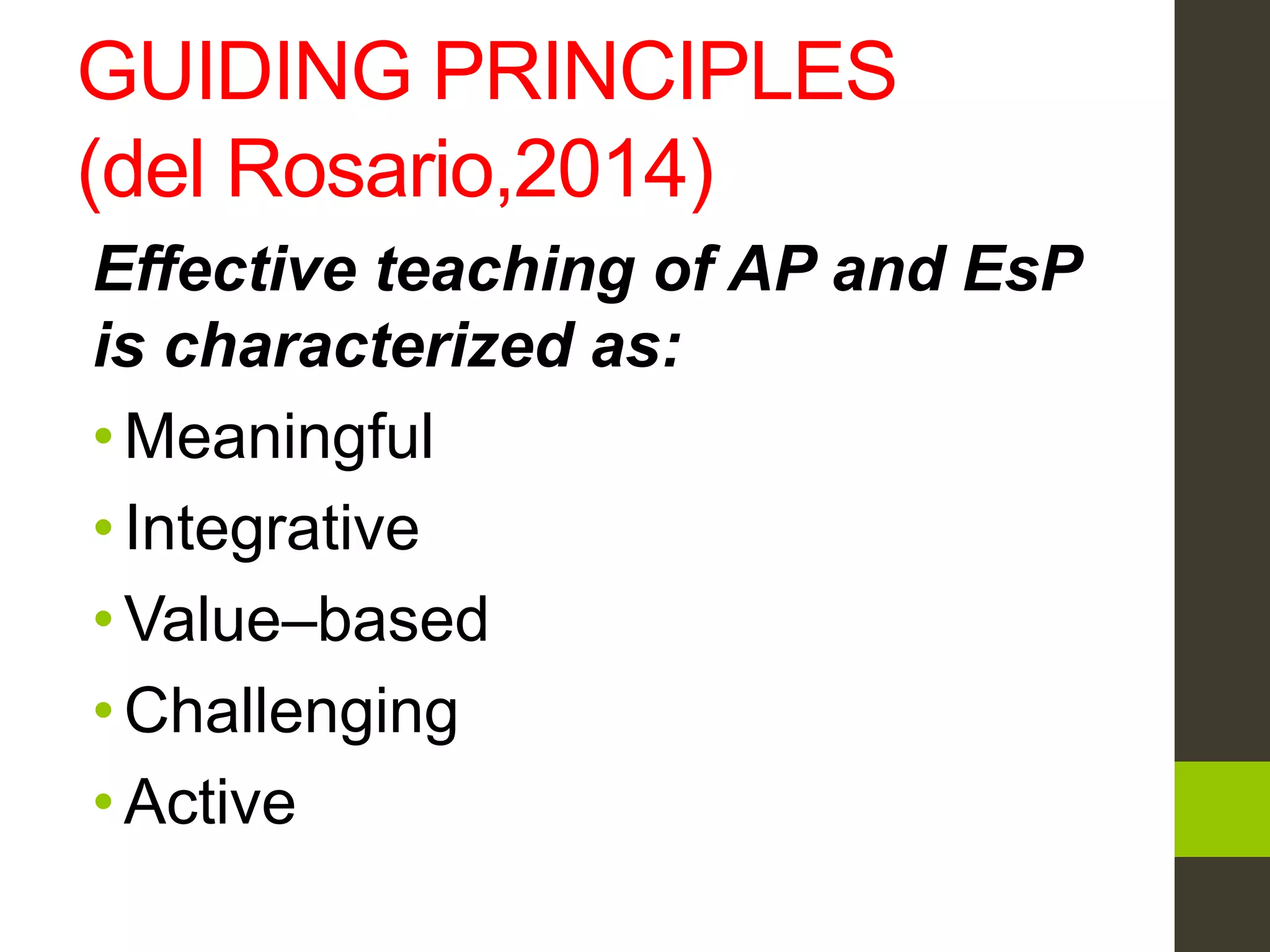 Teaching strategies in AP and EsP | PDF