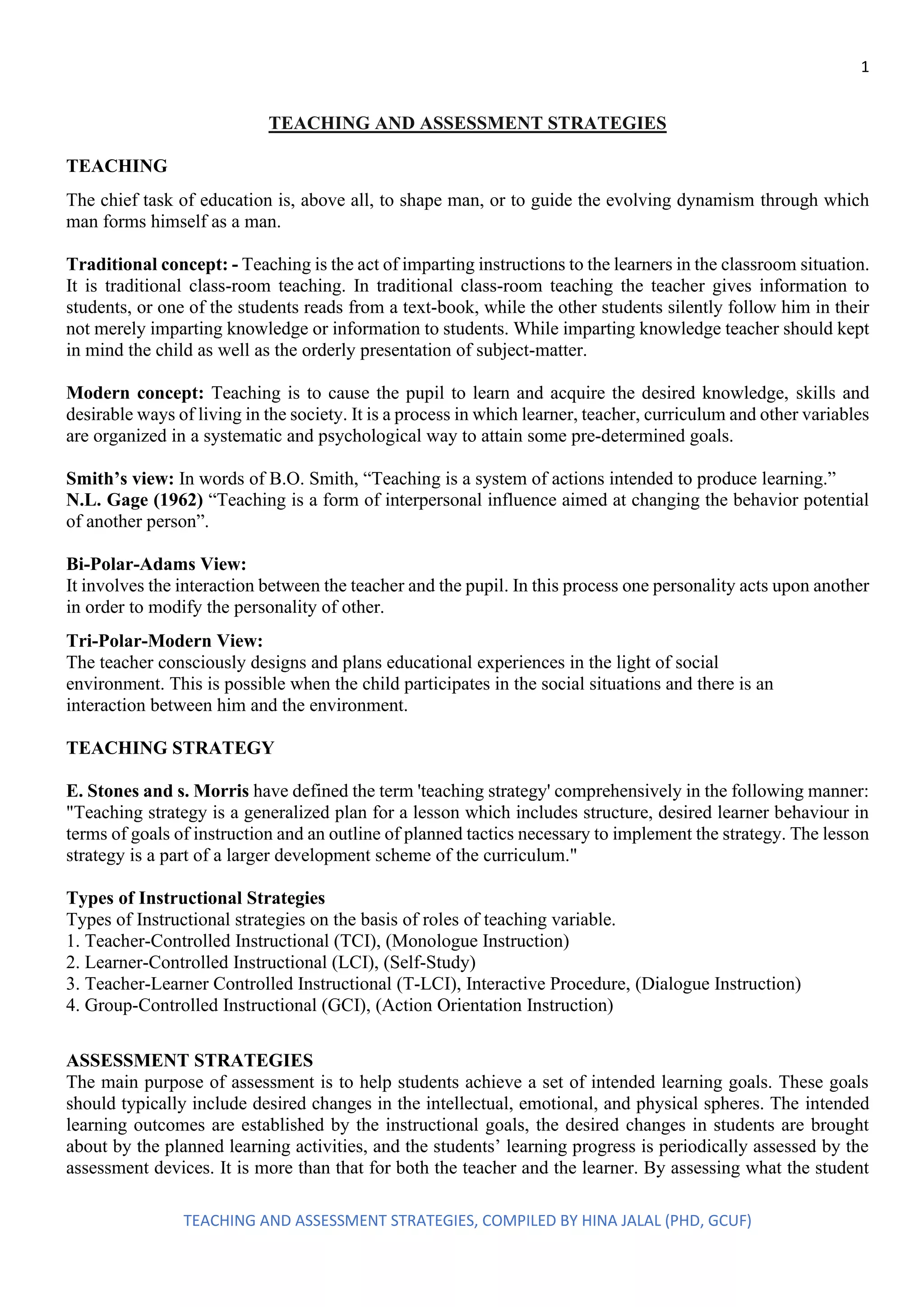 Teaching and assessment strategy | PDF