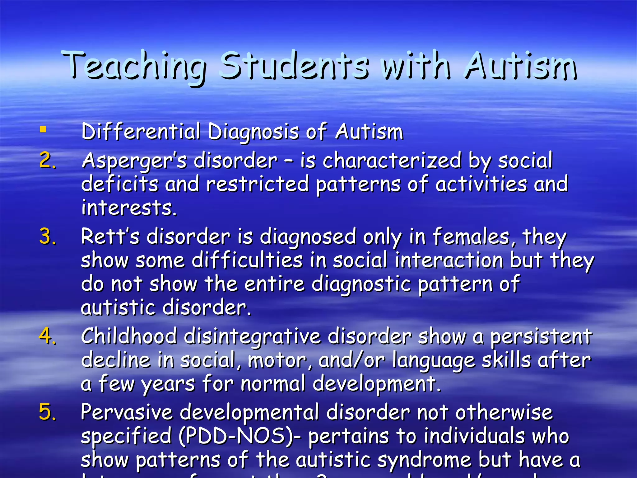 Teaching students with autism | PPT
