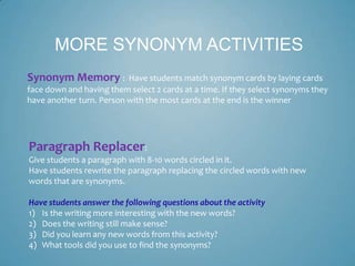 Teaching synonyms | PPTX