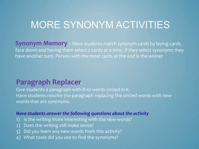 Teaching synonyms | PPTX