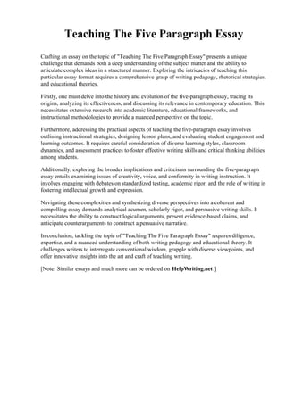 Teaching The Five Paragraph Essay.pdf