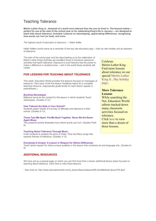 Teaching tolerance | PDF