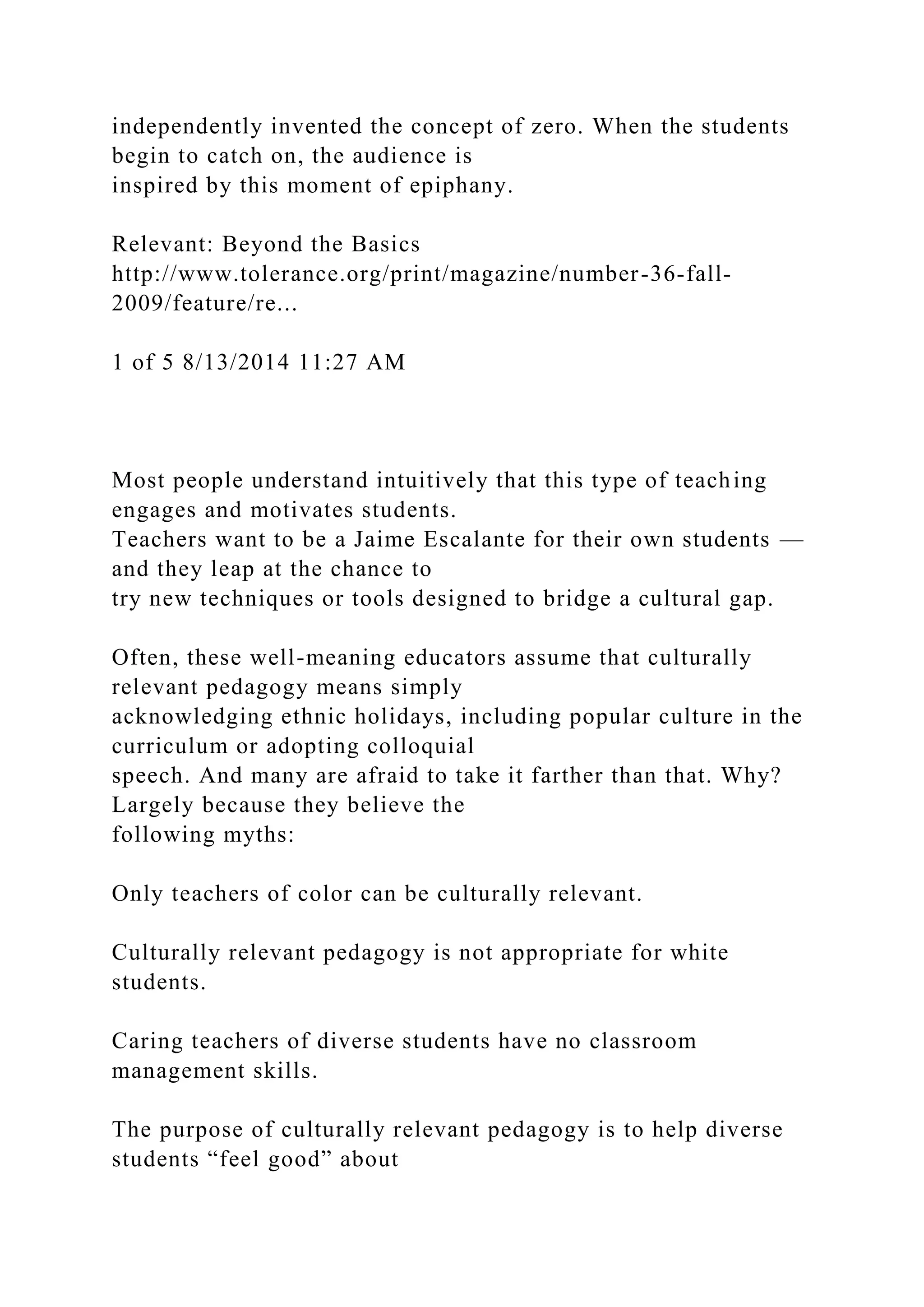 Teaching Tolerancepublished On Teaching Tolerance Wwdocx