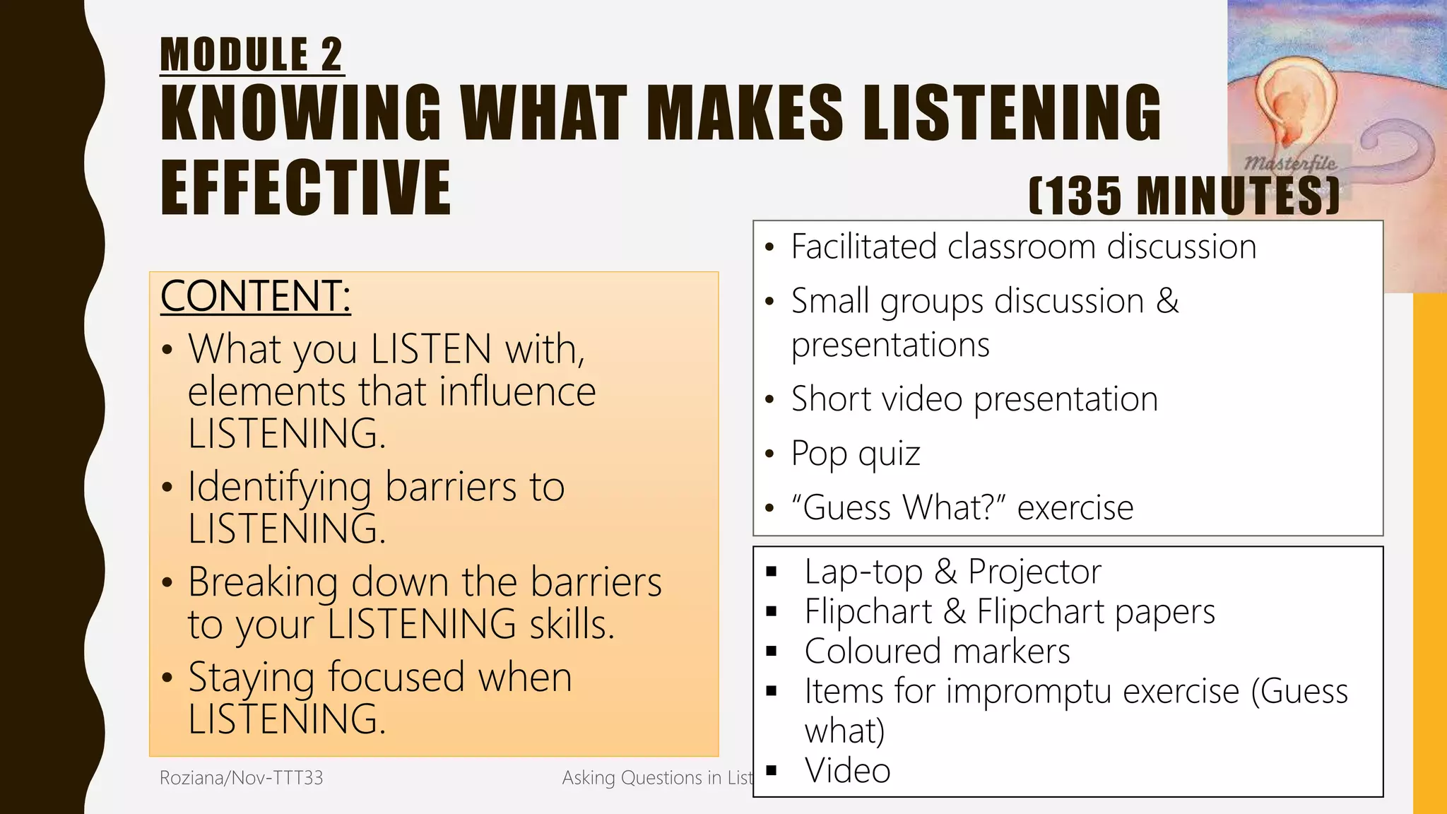 Teaching Training Plan - Asking Questions in Listening Effectively | PPT