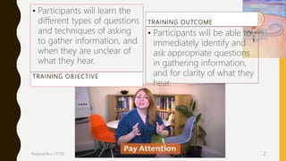 Teaching Training Plan - Asking Questions in Listening Effectively | PPT