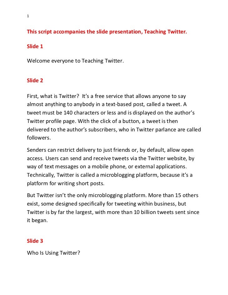 Script for Teaching Twitter