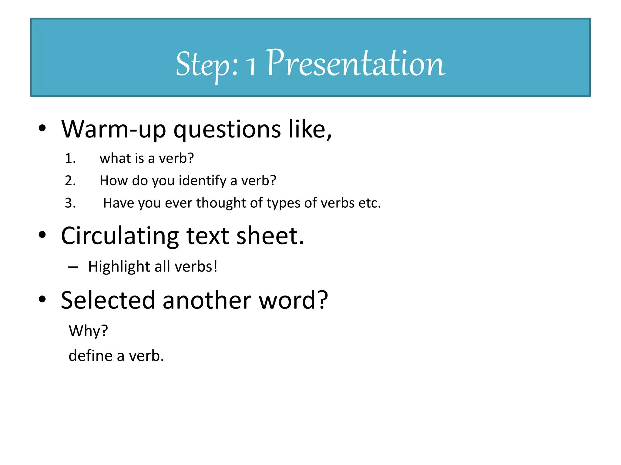 Teaching verbs inductively | PPT
