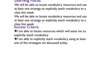 Teaching vocab staff pd | PPT