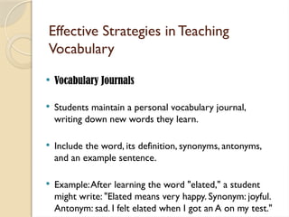 TEACHING VOCABULARY-1.pptx Strategies and Approaches | PPTX