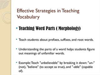 TEACHING VOCABULARY-1.pptx Strategies and Approaches | PPTX